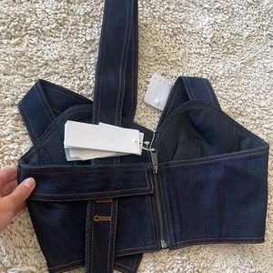 AREA | Tops | Area Crystal Pyramid Denim Crop Top | Poshmark